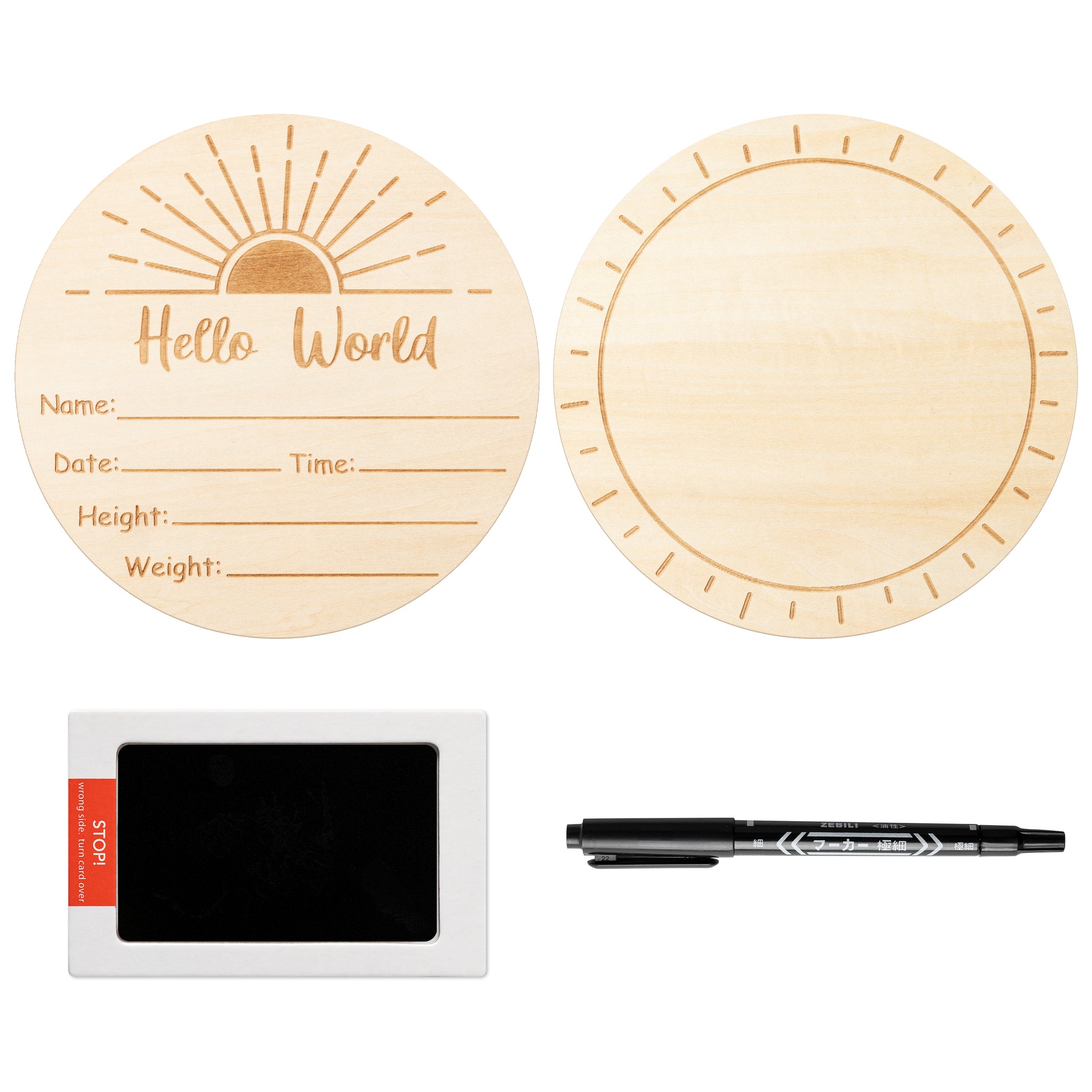 R HORSE Hello World Newborn Announcement Sign with Ink Pad for Baby ...