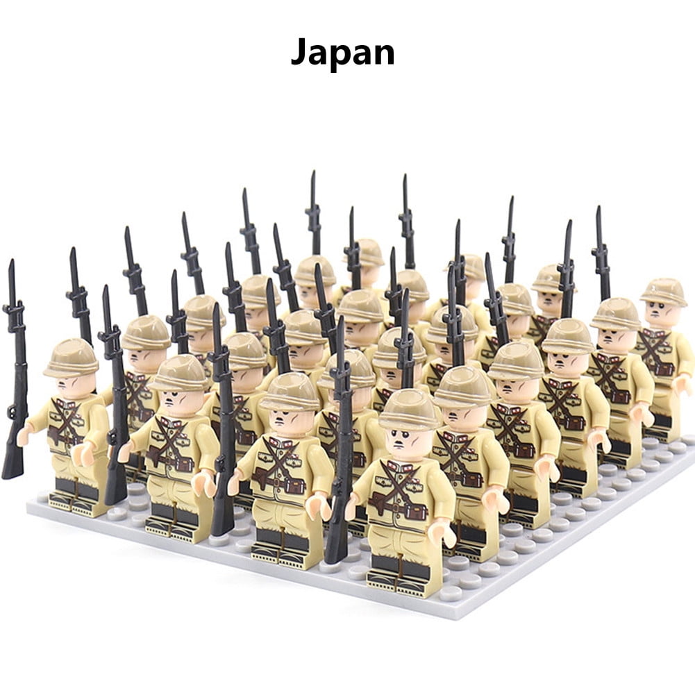 24pcs Mini Minifigures Soldiers World War II Countries Corps With Base ...