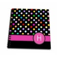3dRose Letter H monogrammed on rainbow polka dots pattern with hot pink ...