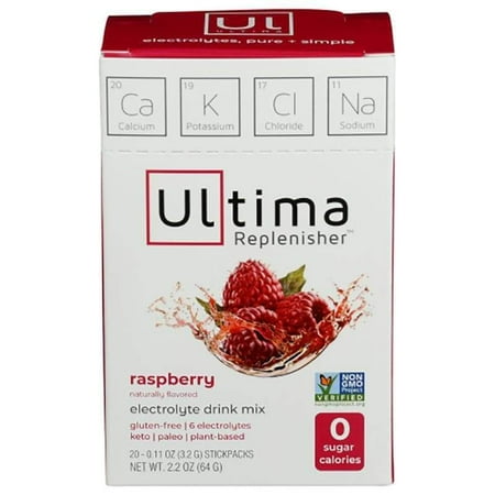 Ultima Replenisher - Electrolyte Hydration Raspberry - 20 Stickpacks, 2 ...