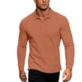 Dolkfu Orange Men'S Shirts Collared Button Minimalist Long Sleeve Polos ...