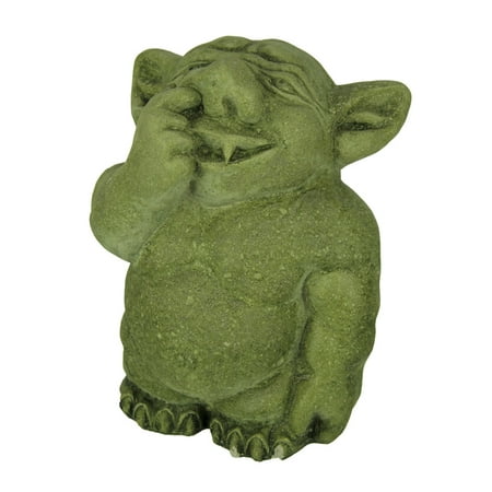 Adorable Nose Picking Troll Mossy Green Concrete Garden Statue ...