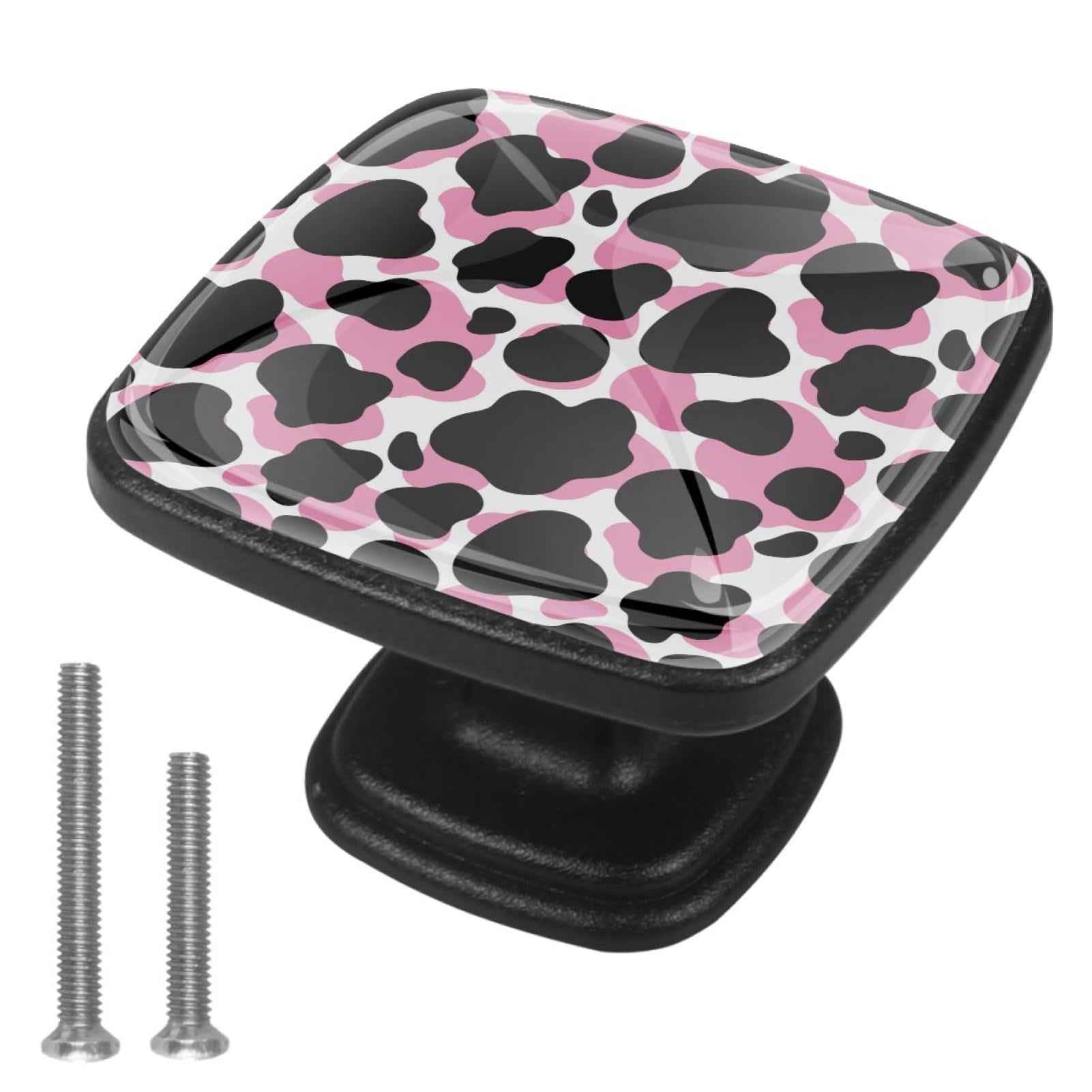 4 Pcs Cabinet Handle Drawer Pulls Cow Texture Knobs with Screws Square ...