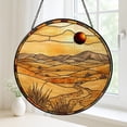 Desert Dunes Stained Glass Suncatcher Window Hanging Decor, Round ...
