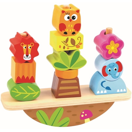 TOOKYLAND Wooden Animals Rocking Stacker - 13pcs Stacking Toy with ...