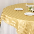 BalsaCircle 72x72 in Champagne Satin Stripes Square Table Overlay ...
