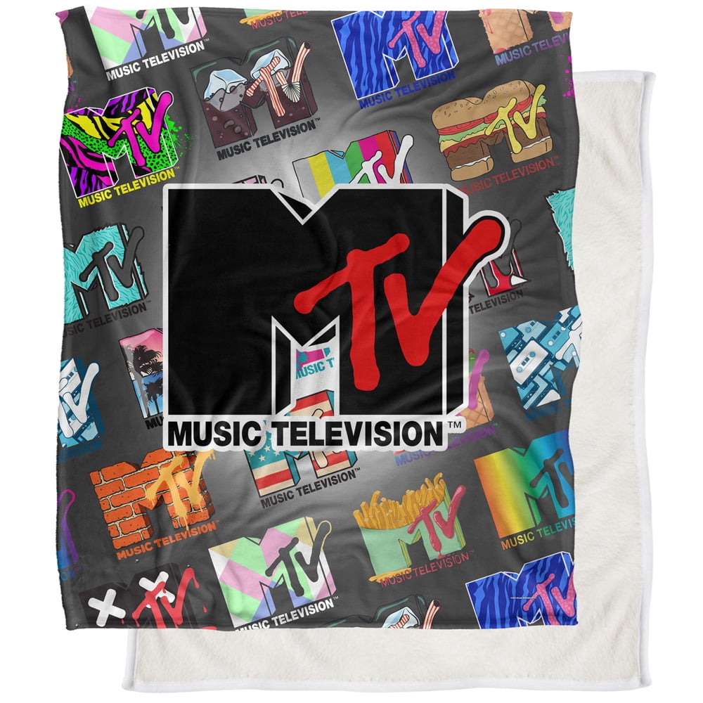 MTV Blanket, 50"x60" MTV Logos Bkt Silky Touch Sherpa Back Super Soft ...