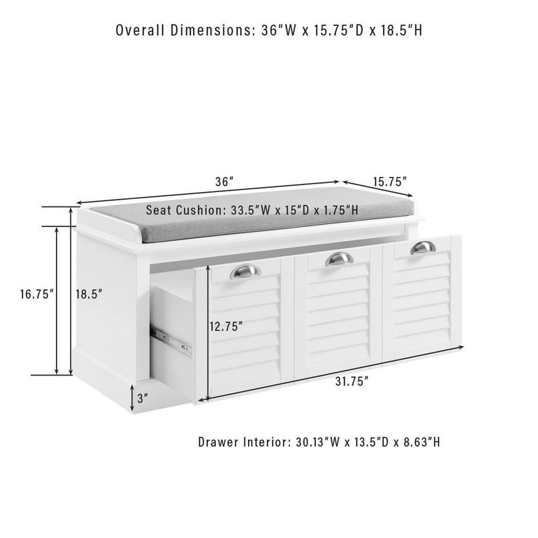 Crosley Ellison Storage Bench White Gray