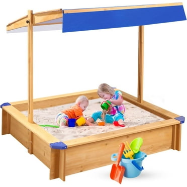 Erommy Kids Playground Sandbox with Cover, Adjustable Canopy, Outdoor ...