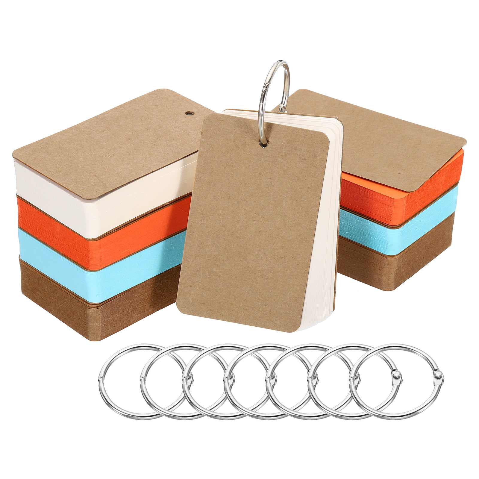 Uxcell 3.5" x 2" Blank Flash Cards with Rings Study Cards Index Cards ...