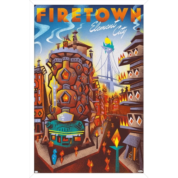 Disney Pixar Elemental - Firetown Wall Poster, 22.375" x 34" Framed ...