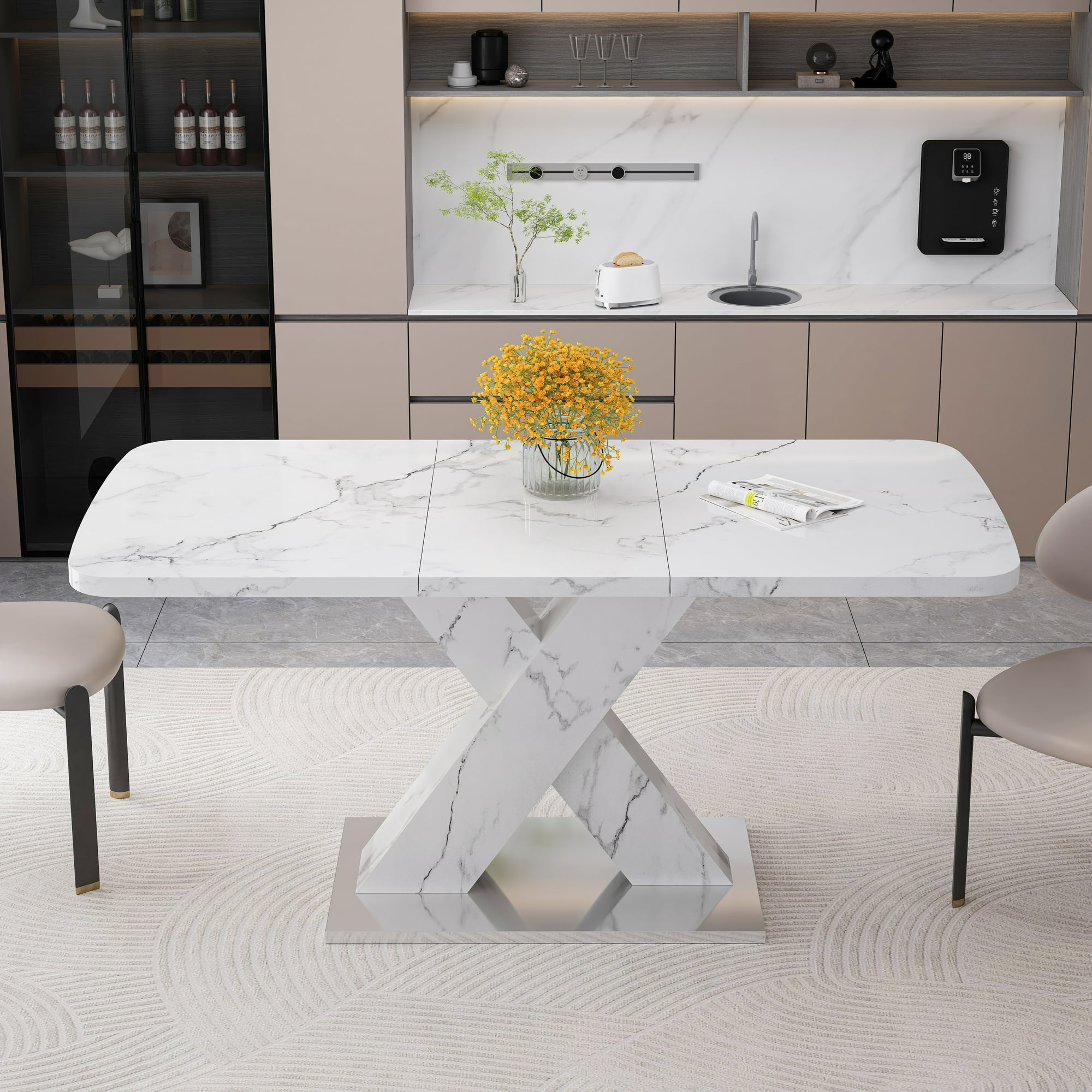 Click here for Noble House Modern Extendable Dining Table  White... prices