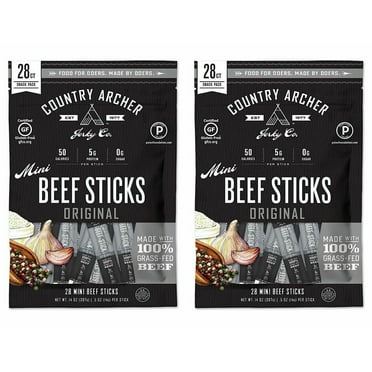 Country Archer Mini Beef Sticks, Original, Grass-Fed, 28 Count ...