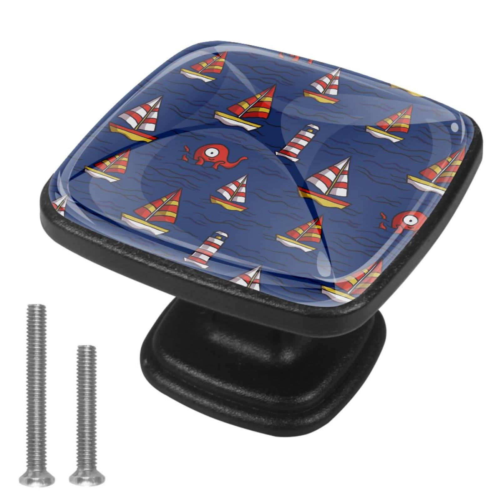 4 Pcs Cabinet Handle Drawer Pulls Ocean Sailboat Knobs with Screws ...