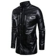 Brnmxoke Mens Leather Trench Coat Big and Tall Vintage Motorcycle ...