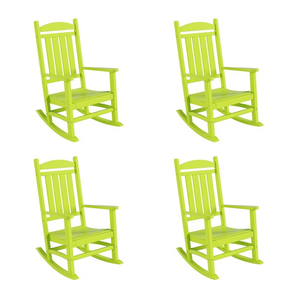 WestinTrends Malibu Outdoor Rocking Chair Set of 4, All Weather Poly ...