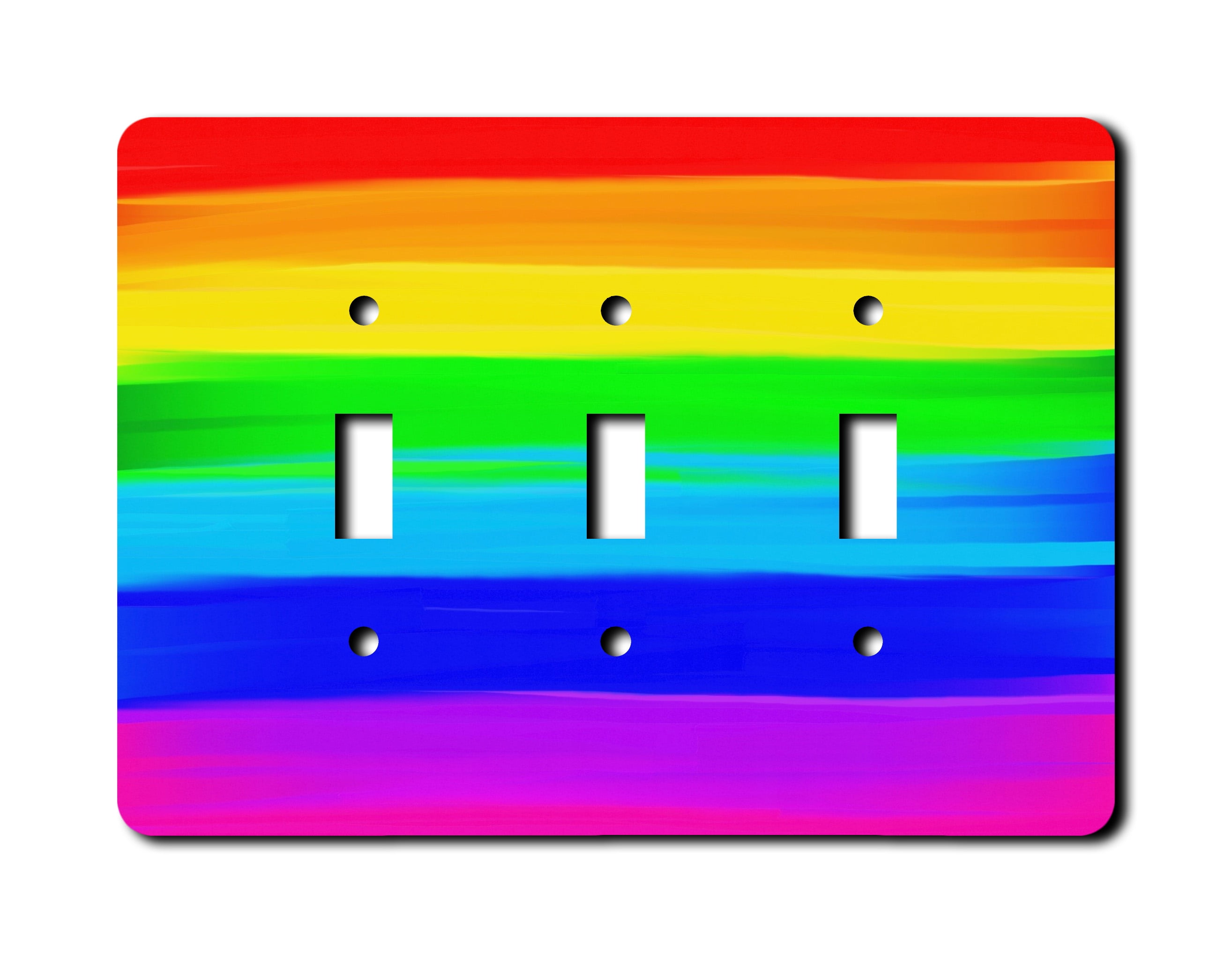 Off The Wall Plates - Rainbow Painted look - Triple Gang Light Switch ...