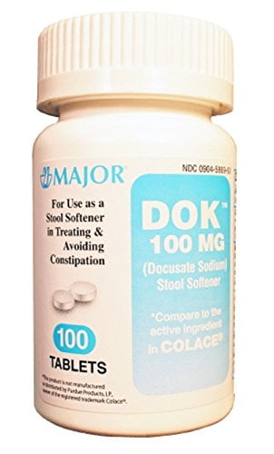 Major DOK Docusate Sodium Tablets, 100 mg, 100 Count - Walmart.com ...