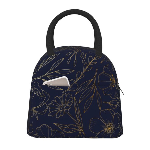 Easygdp Copper-Gold Gloss Outline Flower Bolsa de Almuerzo Insulada ...