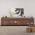 4 In 1 Modern Dresser with Glass Doors and 2 Drawers, Adjustable Shelf ...