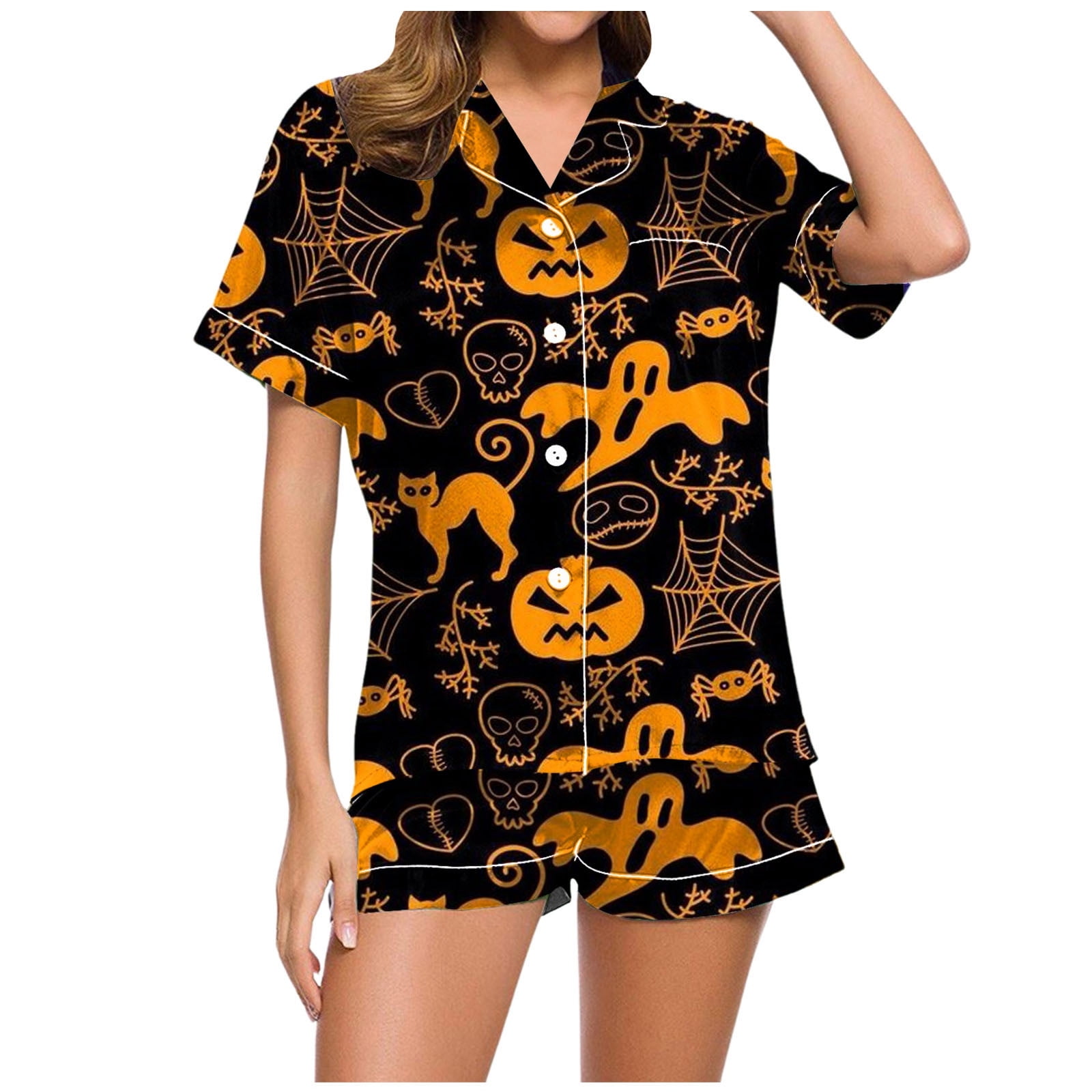 Click here for Hnmkiu Womens Halloween Printed Pajama Set Soft Ca... prices