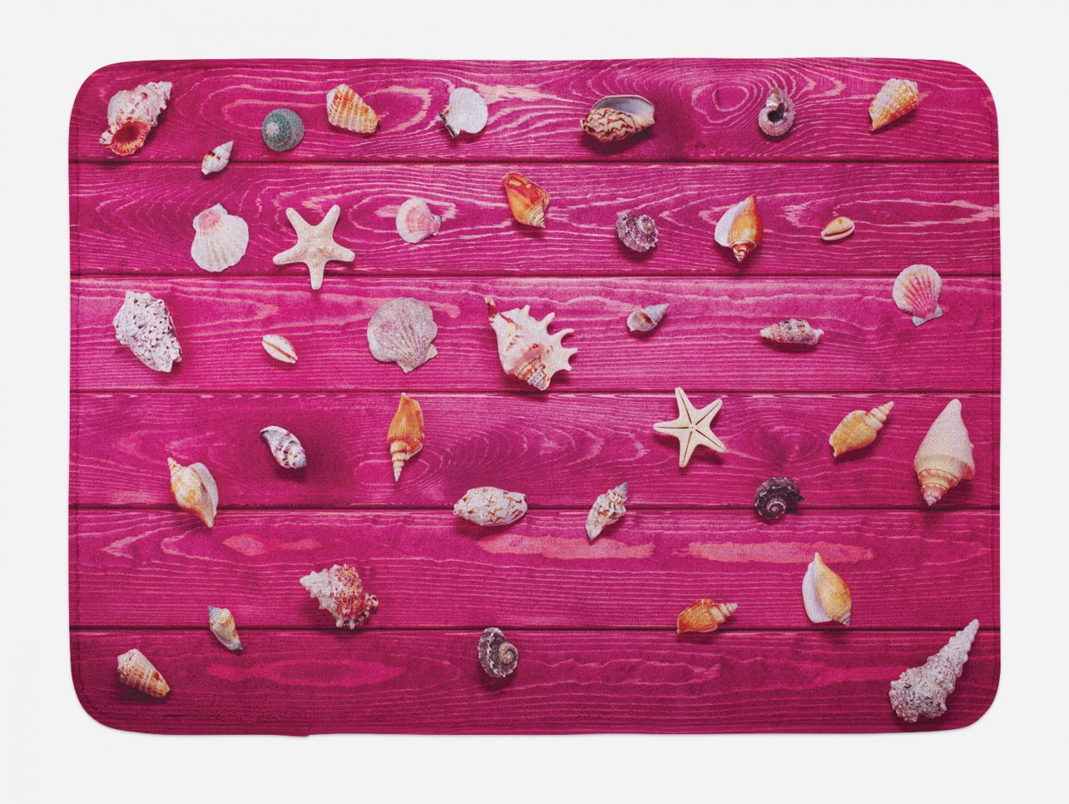 Rustic Bath Mat, Set of Little Sea Shells on the Vintage Marine Coast ...