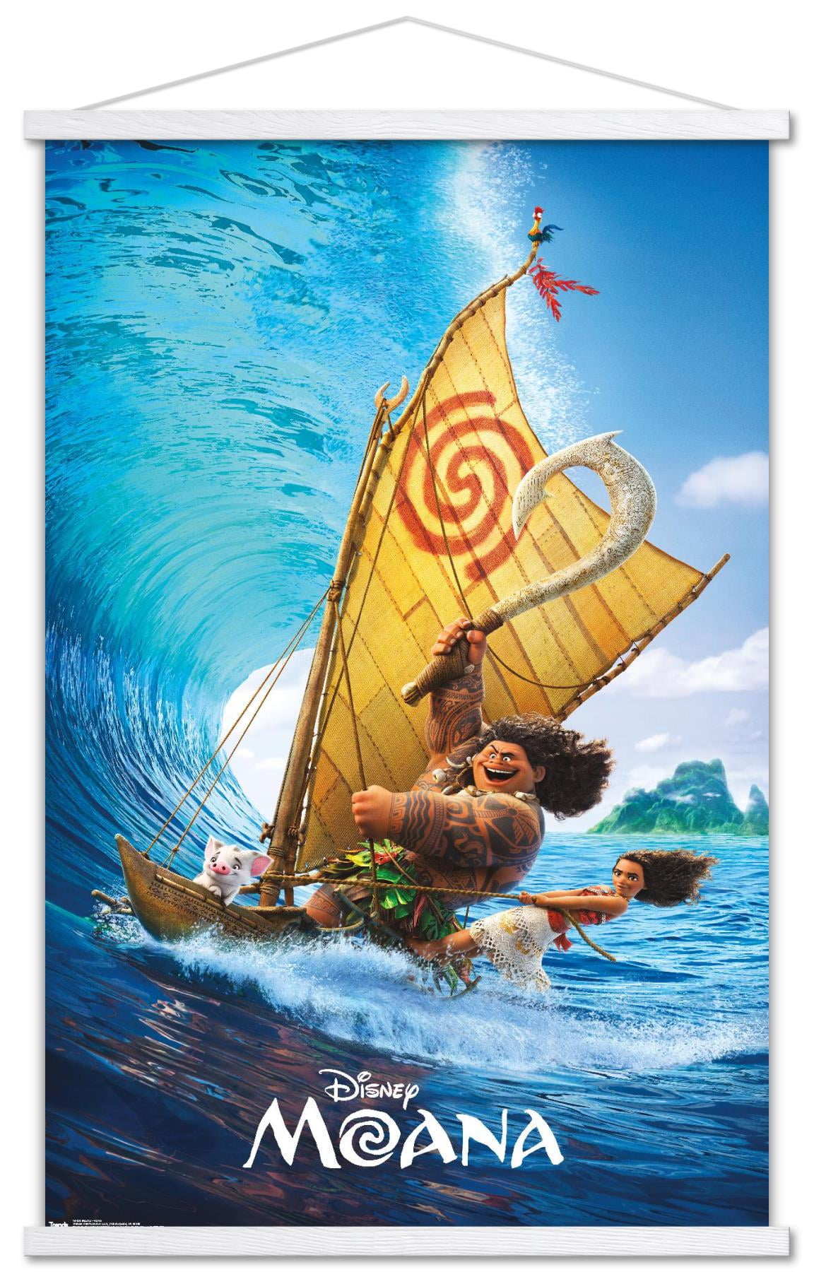 Disney Moana - Wave Wall Poster with Wooden Magnetic Frame, 22.375" x ...