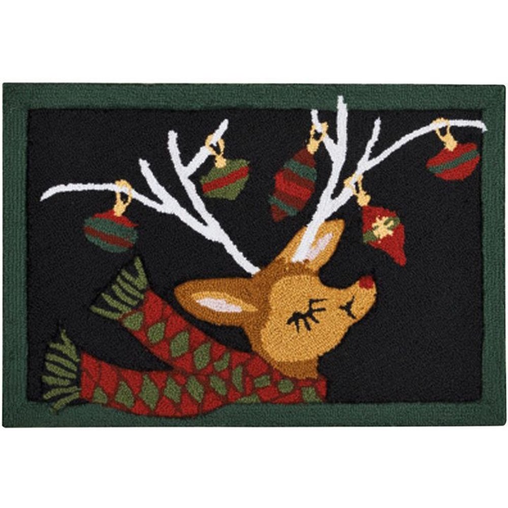 Nourison Reindeer Holiday Accent Christmas Area Rug 20" x 30" Black ...