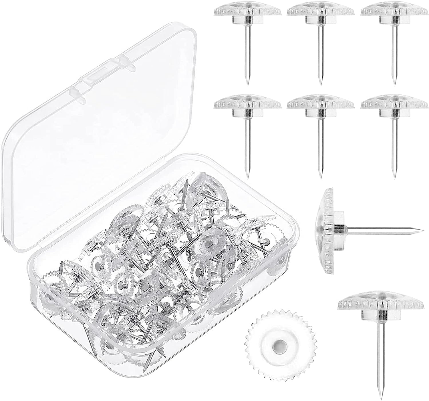Scheam Transparent Push Pins Tacks, Sturdy Hold I-Shaped Clear Plastic ...