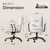 Genpo White Leather Computer Desk Chairs 300lbs for Adults, Vanity ...