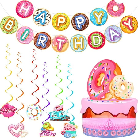 FanShow14 Pieces Donut Birthday Party Decorations Donut Theme Grow Up ...
