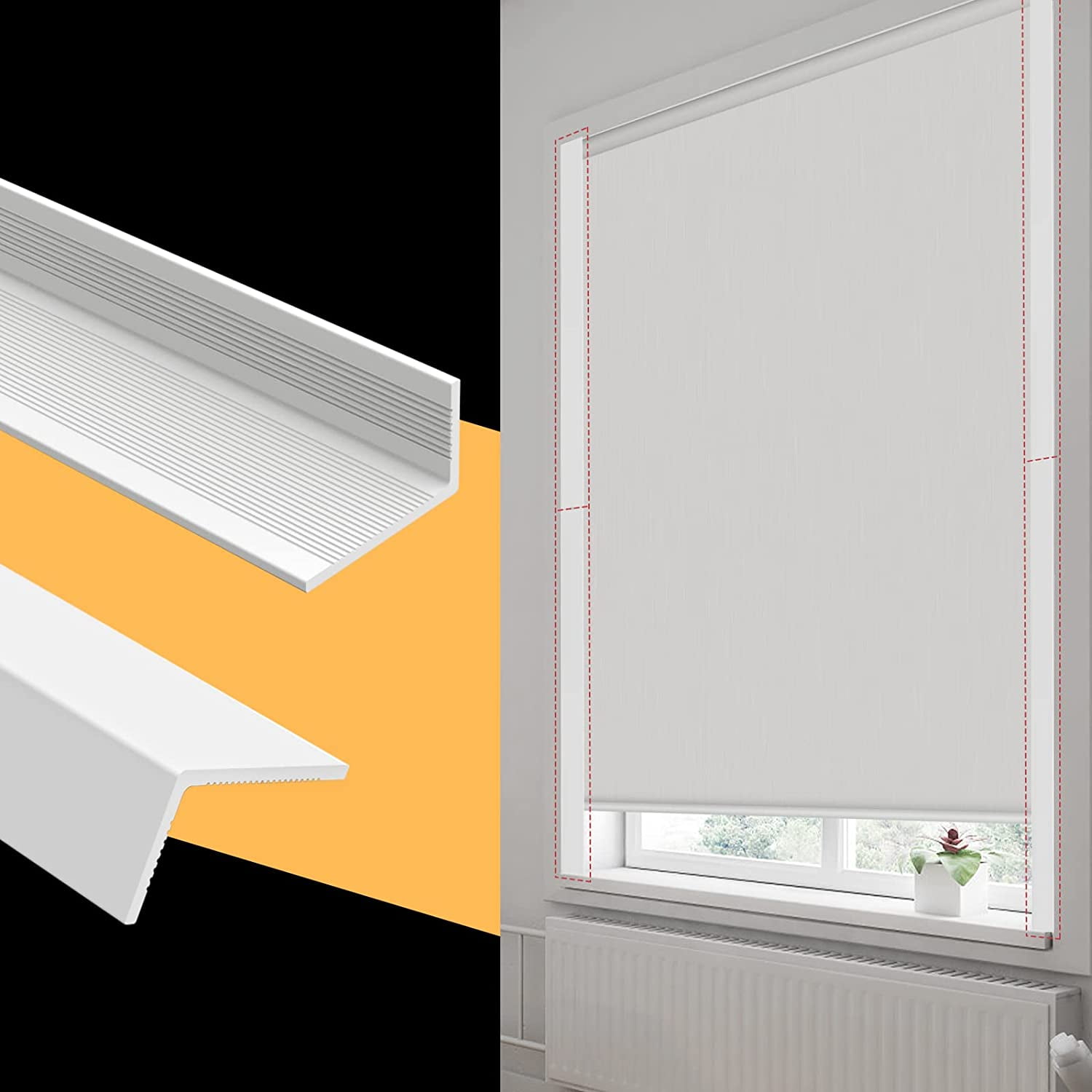 LUCKUP Window Light Blocker Blackout PVC Strips for Blinds Gap Side ...