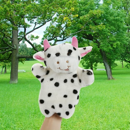 Jinveno Milk Cow Hand Puppet Baby Kids Educational Plush Doll Toy ...