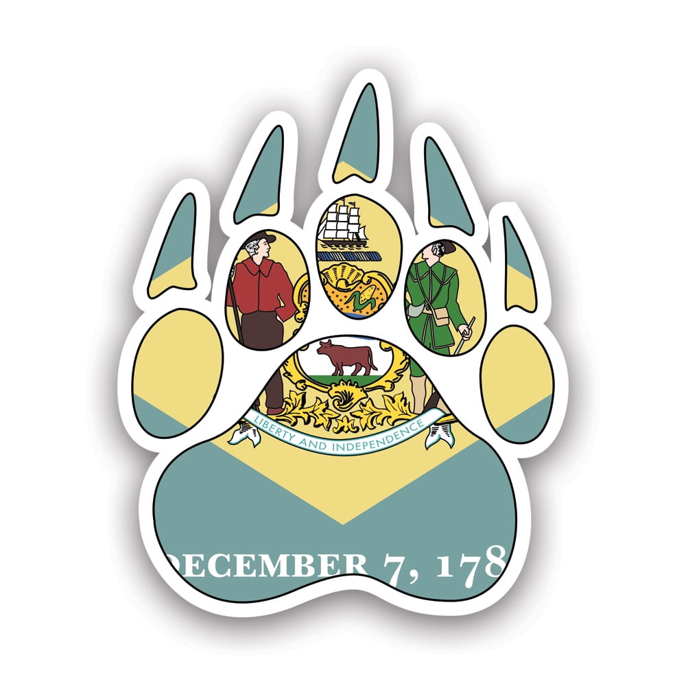 Delaware State Bear Print Shaped Sticker Decal - Self Adhesive Vinyl ...