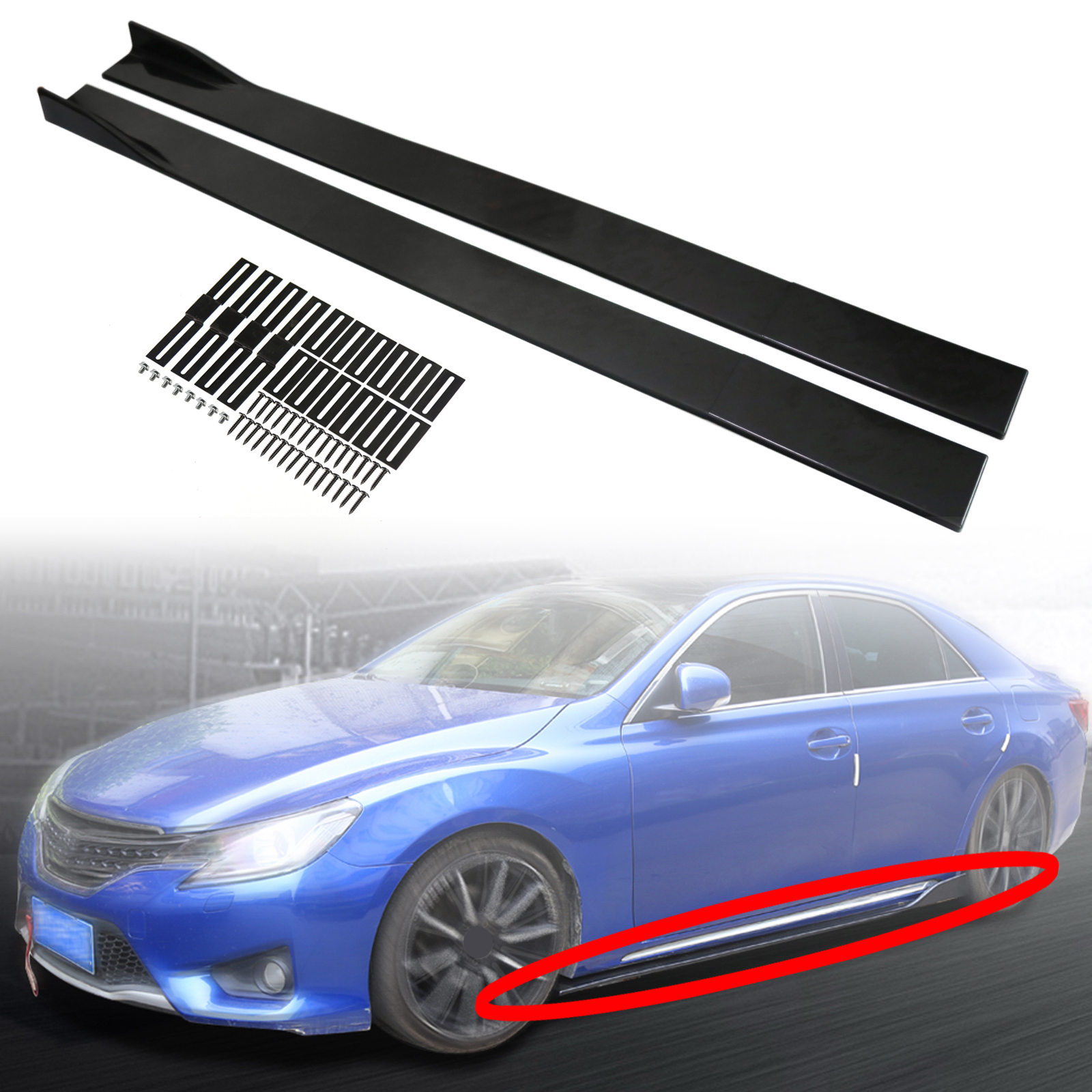 Universal Side Skirt Extensions 86.6" Rocker Panel Splitters Lip ...
