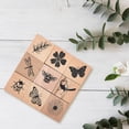9 Style Wooden Rubber Stamps Set 1.25 Inch Reusable Flower Butterfly ...