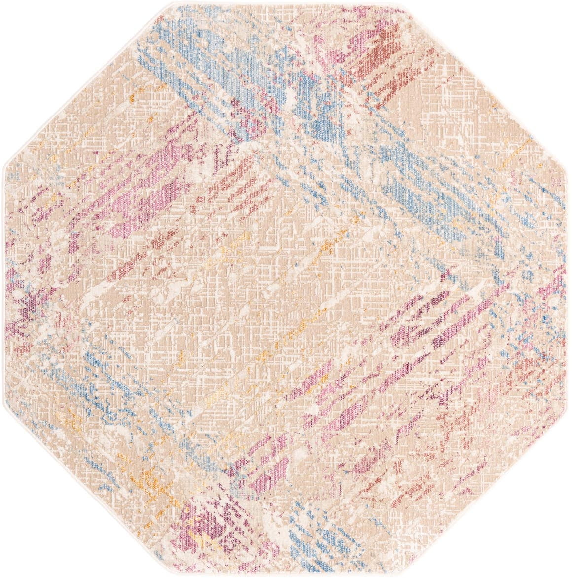 Rugs.com Deepa Collection Rug – 5 Ft Octagon Ivory And Gray Medium Rug ...