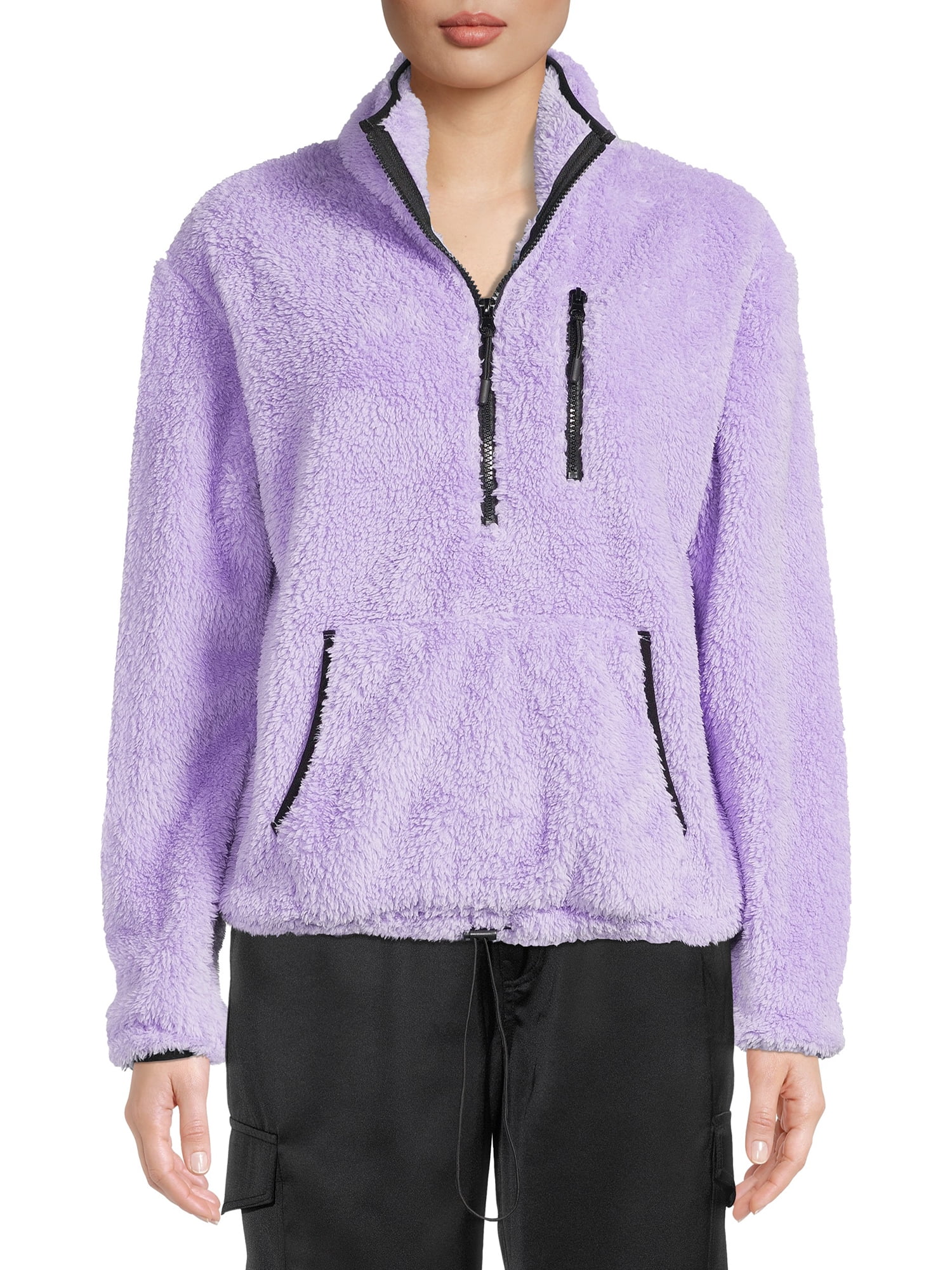 No Boundaries Junior's Plush Quarter Zip Pullover - Walmart.com
