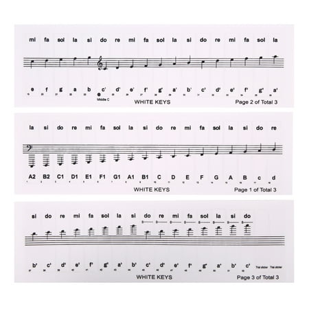 Piano And Keyboard Music Note Full Set Stickers, Kids And Beginner ...