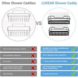 LUXEAR Shower Caddy 2 Pack, Adhesive Shower Basket with 22 Hooks Rack ...