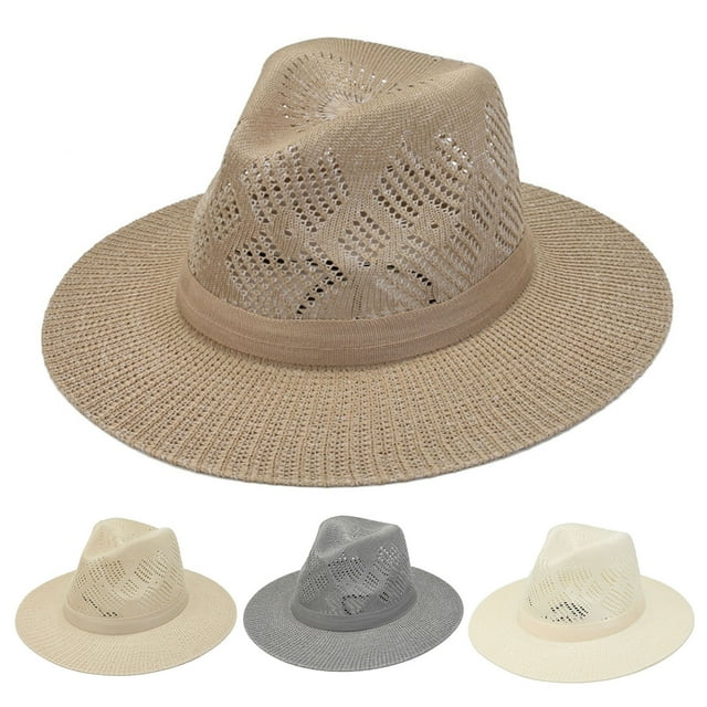 Sun Hats for Men Wide Brim Panama Hat Beach Hat Straw Hats for Men Sun ...