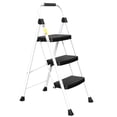 HBTower 3 Step Steel Ladder with Snap-Lock, 330 lbs Capacity, White ...