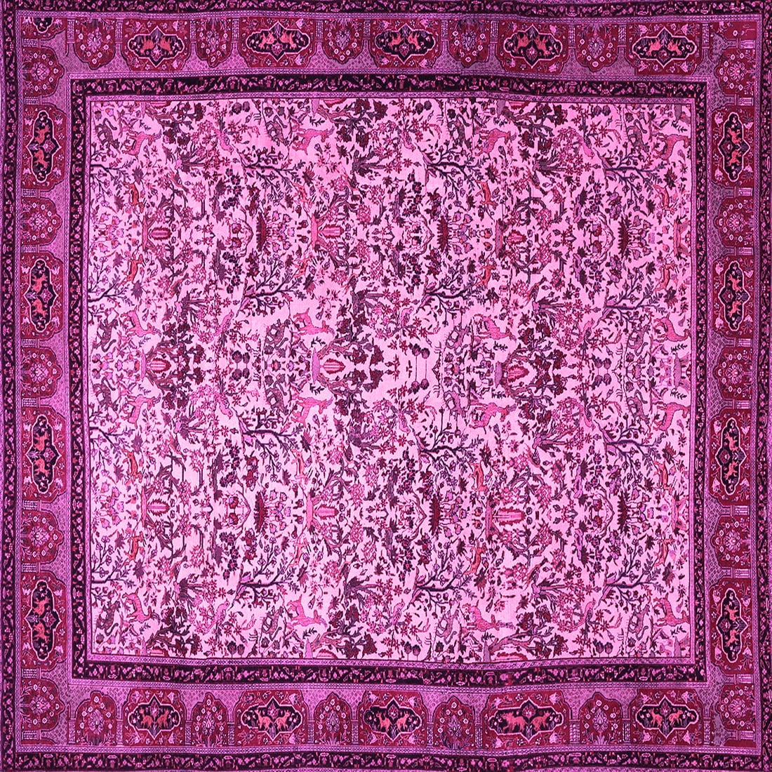 Ahgly Company Indoor Square Persian Pink Traditional Area Rugs, 6 ...