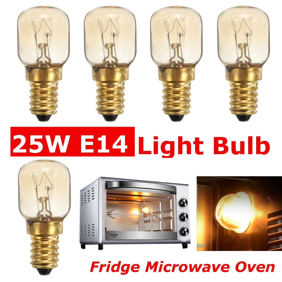 5Pcs 25W E14 Appliance Fridge Microwave Oven Light Bulb Pygmy Screw in ...