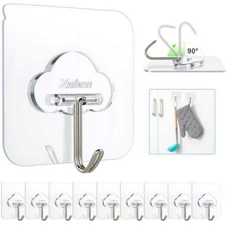 Adhesive Hooks, Reusable Utility Hooks Heavy Duty 13LB Wall Hooks ...