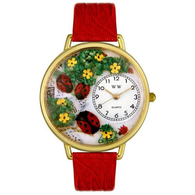 Whimsical Watches G1210004 Ladybugs Red Leather And Goldtone Watch ...