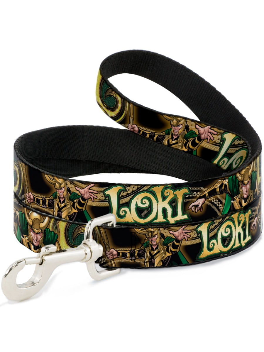 Marvel Comics Pet Leash, Dog Leash, Loki Poses Black Gold Green, 4 Feet ...