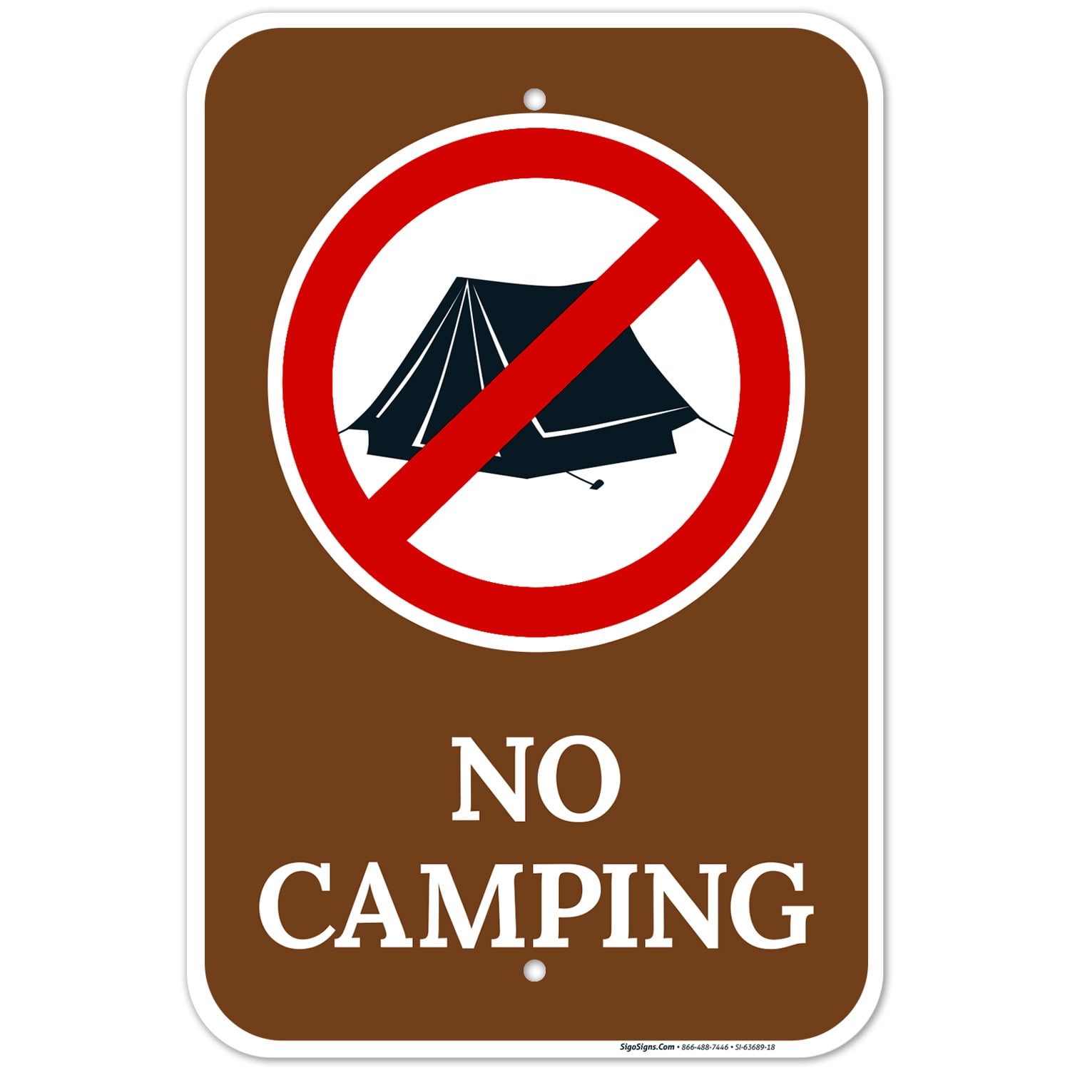 No Camping With Prohibited Symbol Sign, - Walmart.com