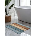 Brown Blue Wood Grain Soft Diatomaceous Earth Mat, Vintage Striped Farm ...