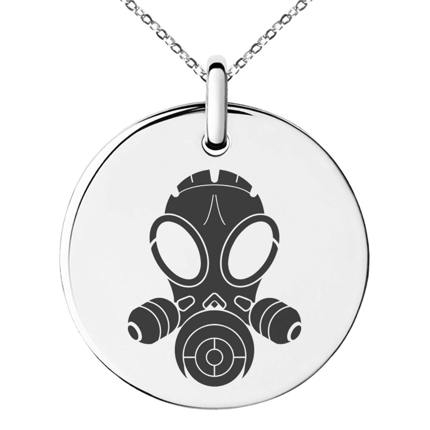 Stainless Steel Biohazard Gas Mask Engraved Small Medallion Circle ...